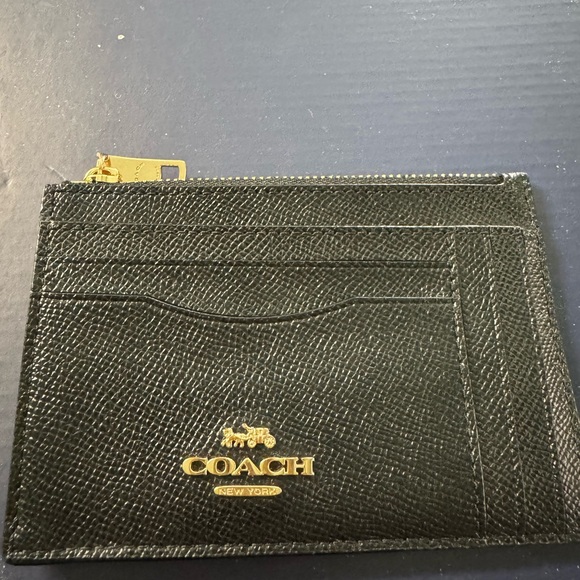 Coach | Accessories | Coach Black Textured Card Holder With Gold ...